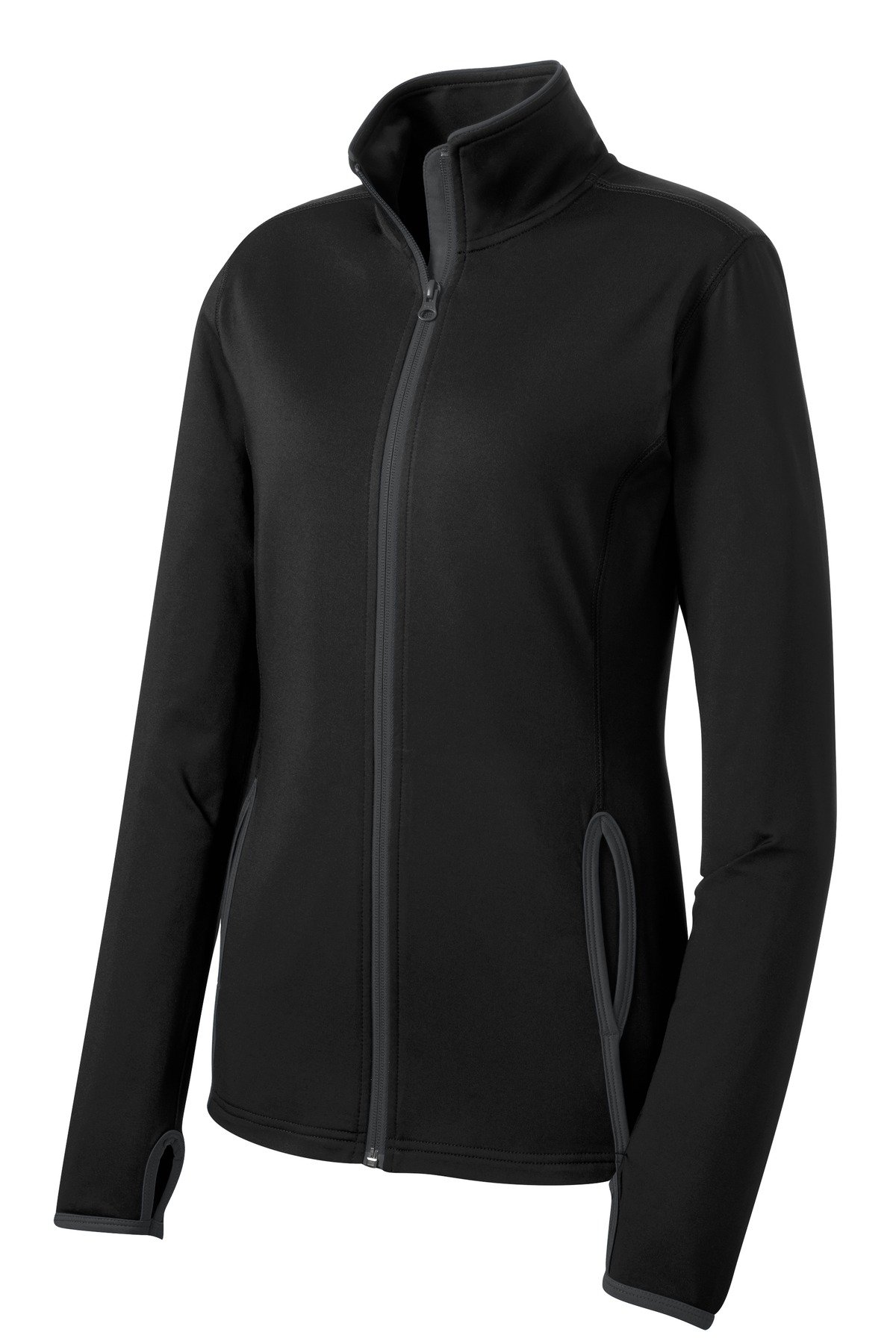 ST Ladies Sport-Wick Stretch Contrast Full-Zip Jacket XXL Black/ Charcoal Grey