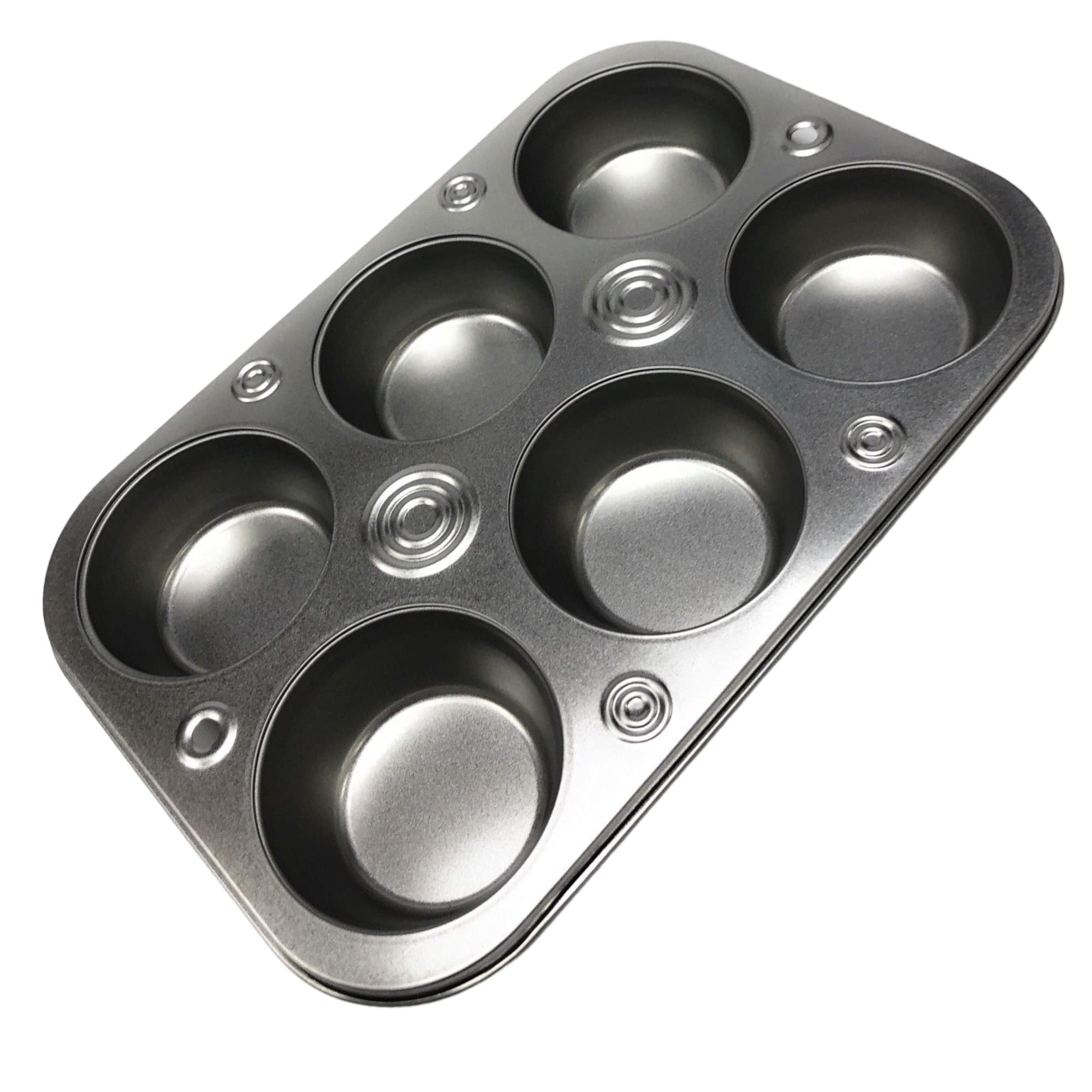 Stainless Steel Muffin Pan Tin for Baking, 6-Cup Metal Cupcake Pan Tray, Non-toxic & Healthy, Oven & Dishwasher Safe