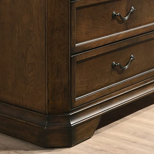 Roundhill Furniture Maderne Traditional Wood 3-Drawer Nightstand, Antique Walnut