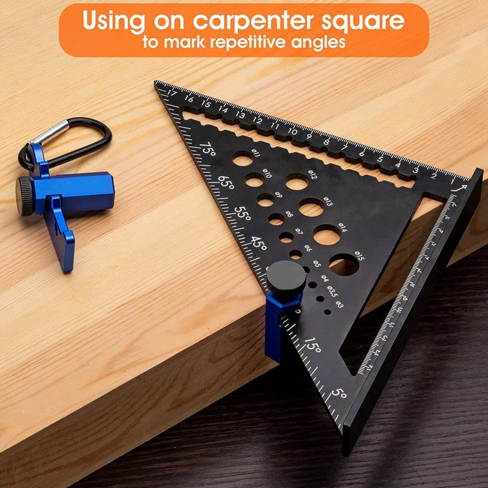 Stair Gauge Kit Stair Stringer Layout Tool, Tall Stair Gauges for Framing Square with Carabiner, Stair Guages Knobs Tool for Circular Saw Metal Stair Stringer Layout Tool