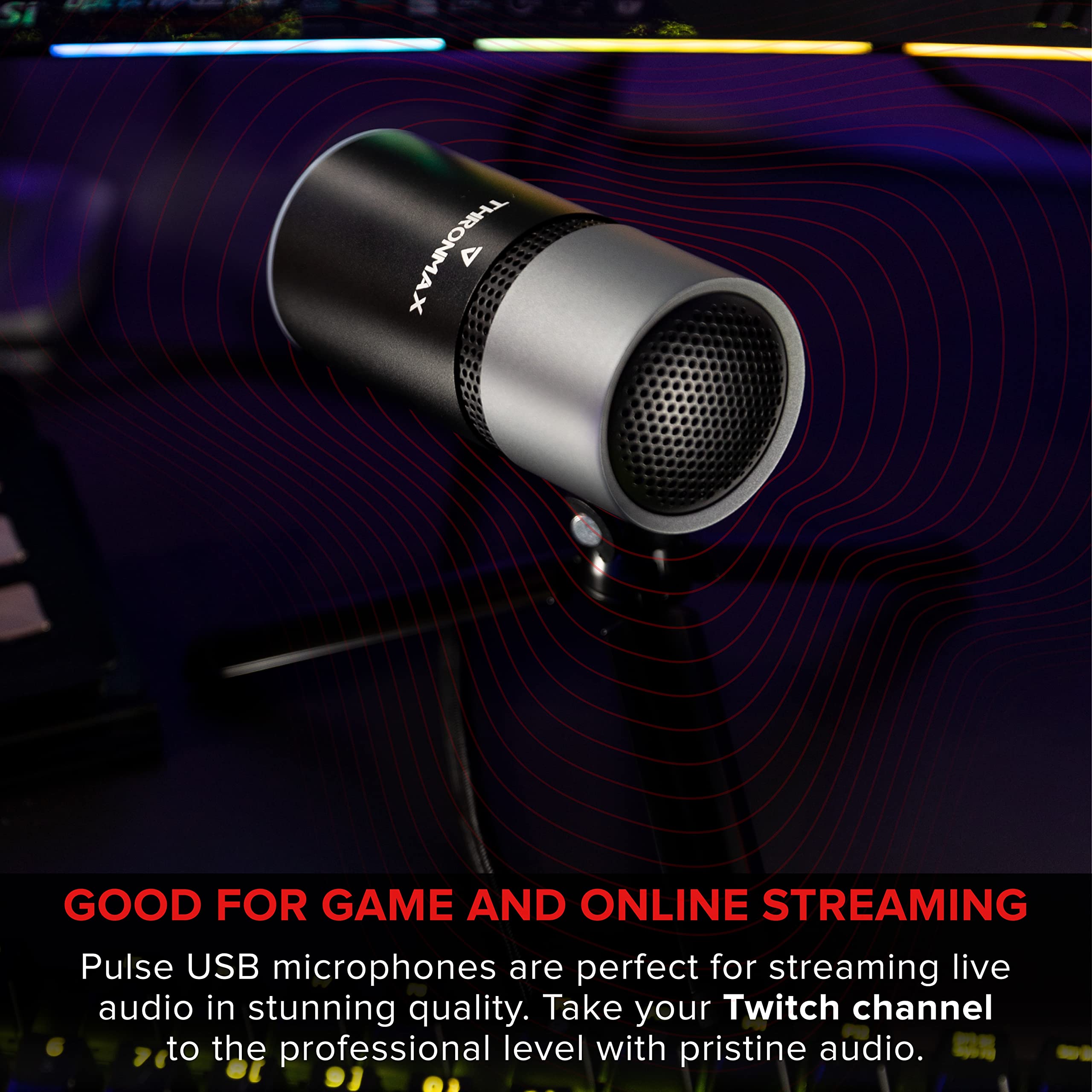 THRONMAX Pulse Noise Cancelling Streaming 96Khz USB Condenser Microphone for Laptop MAC Windows Cardioid Studio Recording Vocals, Voice Overs,Broadcast,YouTube Videos (Black)
