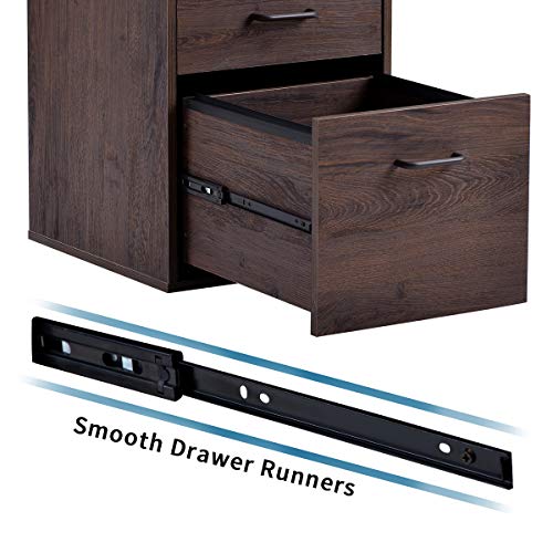 Vertical File Cabinet Wood Filing Storage Cabinet with 2 Drawers for Home Office -Walnut