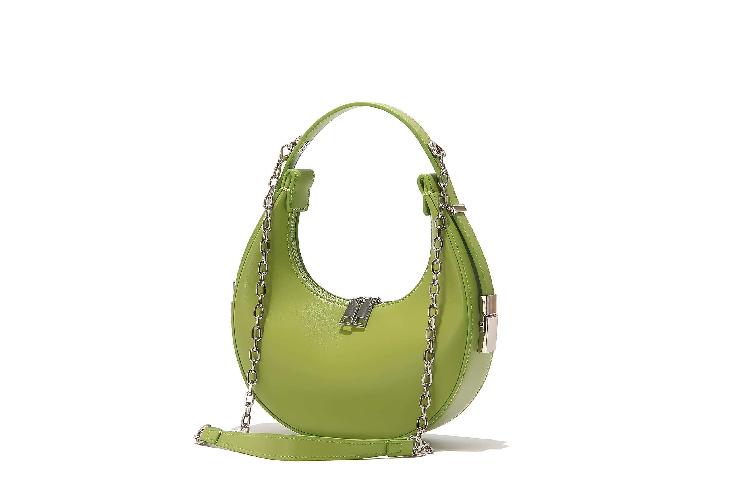 Ykall Shoulder Bags Handbag for Women, Crossbody Bag Detachable Shoulder Strap Soft PU Leather Zipper Closure - Avocado Green