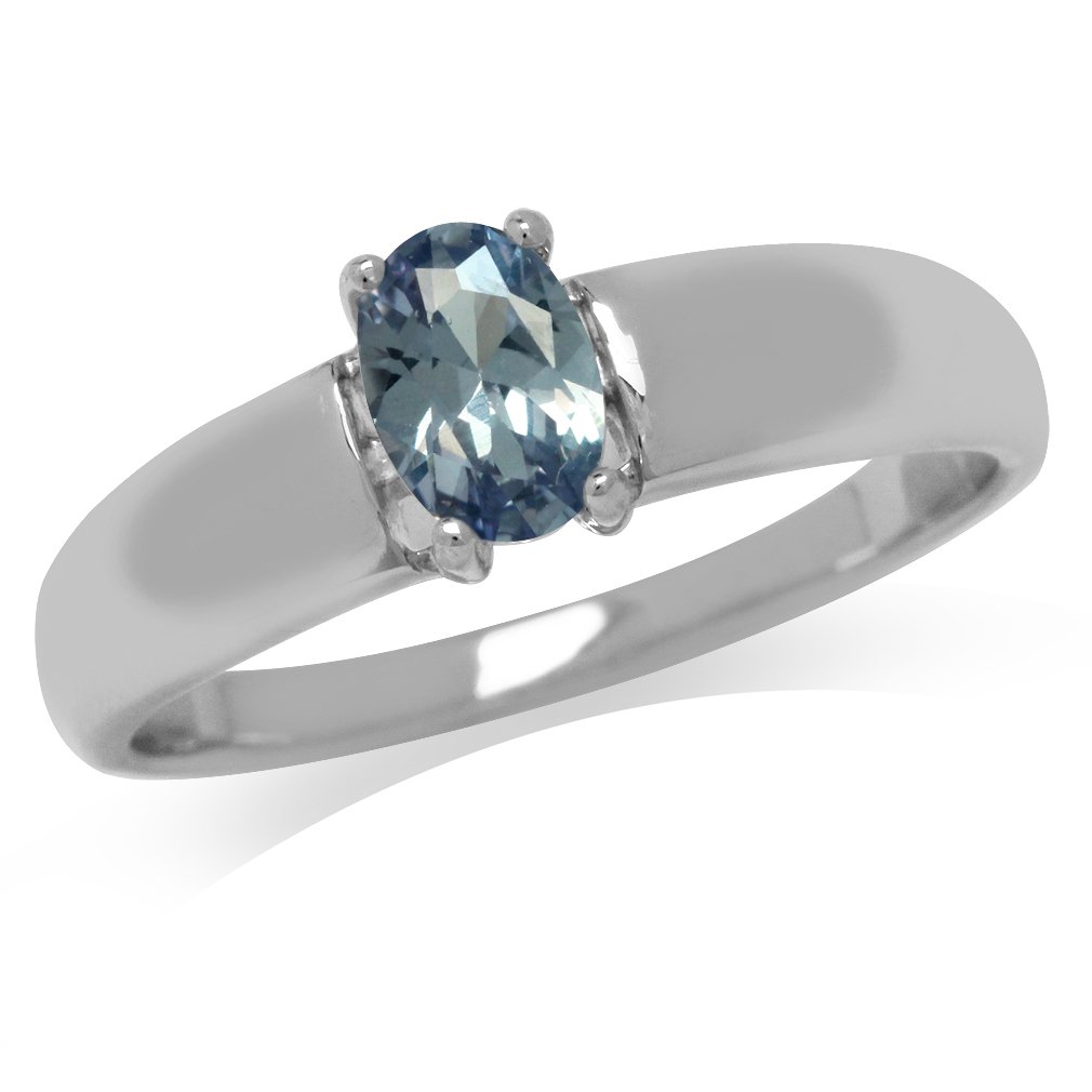 Silvershake Simulated Color Change Alexandrite White Gold Plated 925 Sterling Silver Solitaire Ring Size 6