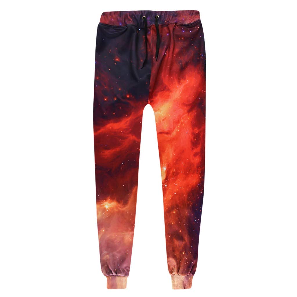 VEZAD Store Men's 2pc Tracksuit Outfit Casual 3D Galaxy Print Hoodie Sweatshirt Pants Set