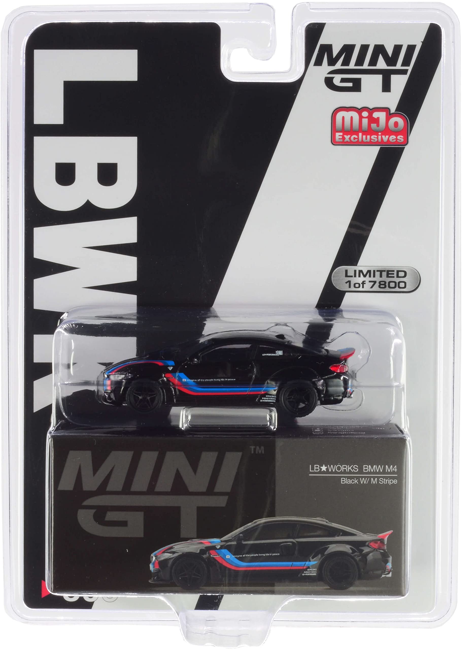 TSM Model M4 LB Works Black with M Stripes Limited Edition to 7800 Pieces Worldwide 1/64 Diecast Model Car by True Scale Miniatures MGT00306, MGT00306-MJ