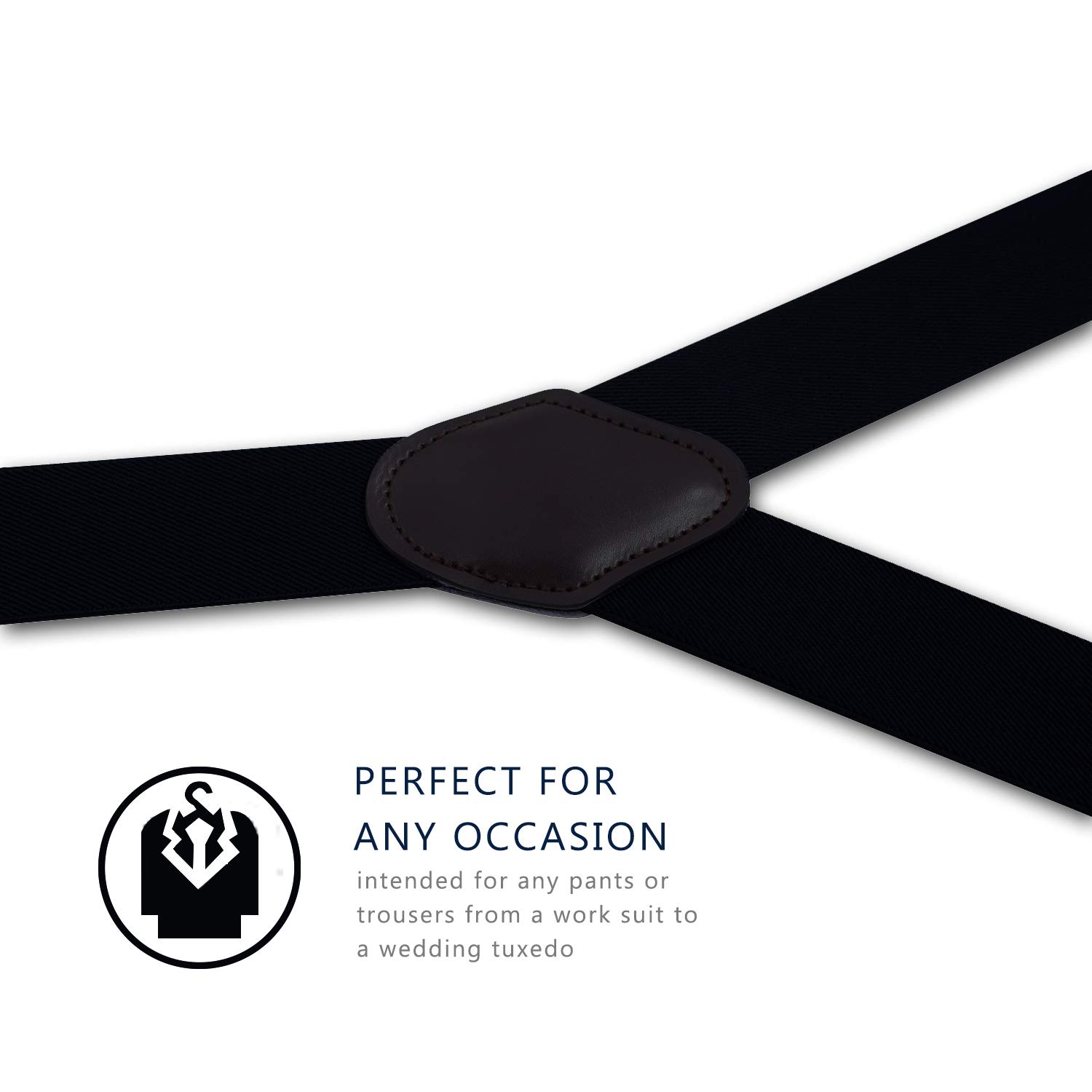 Vauhse Suspenders for Men, Adjustable Suspenders with Elastic Straps Y-Back Construction Heavy Duty for Work Black