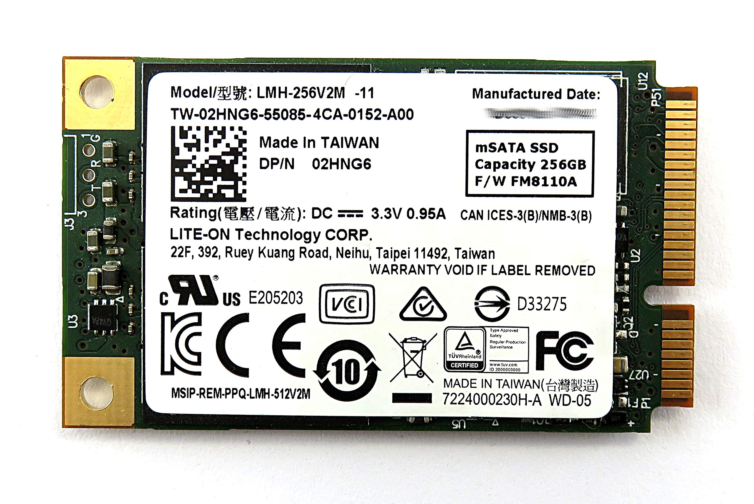 The Nekid Cow 2HNG6 TNC SSDR_256_S3_MCARD_LITEON_V2M Genuine 2HNG6 Laptop SSD 256GB mSATA Tested Warranty
