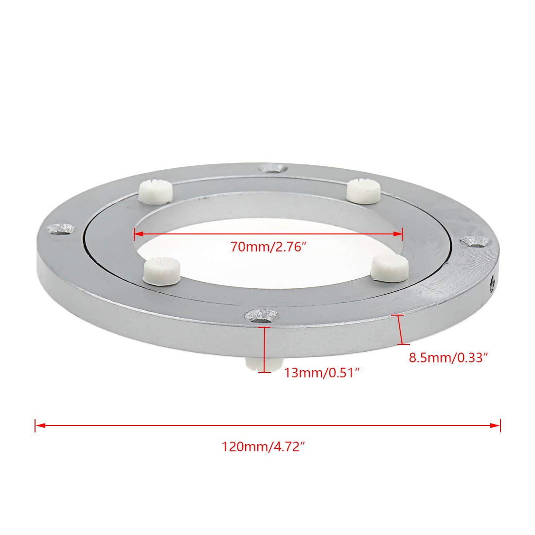 Tsnamay 4 Inch Heavy Duty Aluminum Rotating Turntable Bearings Ring Hardware for Dining Table 120mmx8.5mm