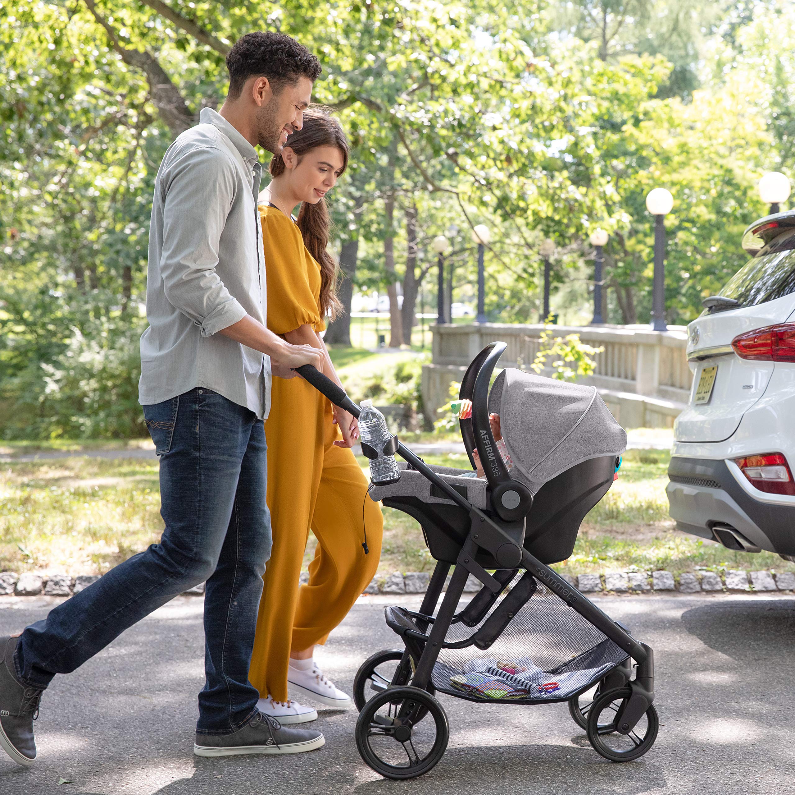 Summer Myria DLX Modular Travel System with the Affirm 335 DLX Rear-Facing Infant Car Seat, Slate Gray – Convenient Stroller and Car Seat with Advanced Safety Features