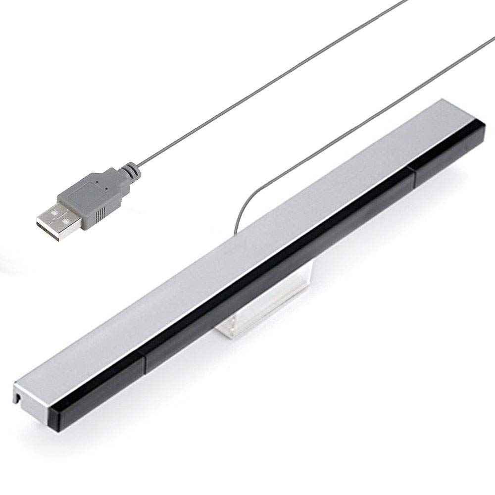 SOONORY for USB Wii Sensor Bar, Infrared IR Ray Motion Sensor Signal Receiver for Nintendo Wii and Wii U Console USB Port with Stable Stand(Black/Silvery)