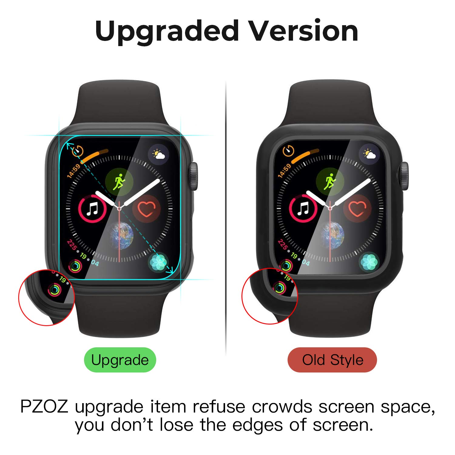 pzoz Compatible for Apple Watch Series SE2 /6/5 /4 /SE 40mm Case with Screen Protector Accessories Slim Guard Thin Bumper Full Coverage Matte Hard Cover Defense Edge for iWatch Women Men GPS (Black)