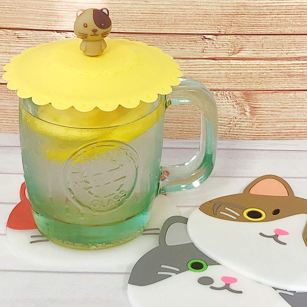 Wrapables® Cute Animal Silicon Cup Lids, Anti-Dust Airtight Mug Covers for Hot and Cold Beverages (Set of 6)