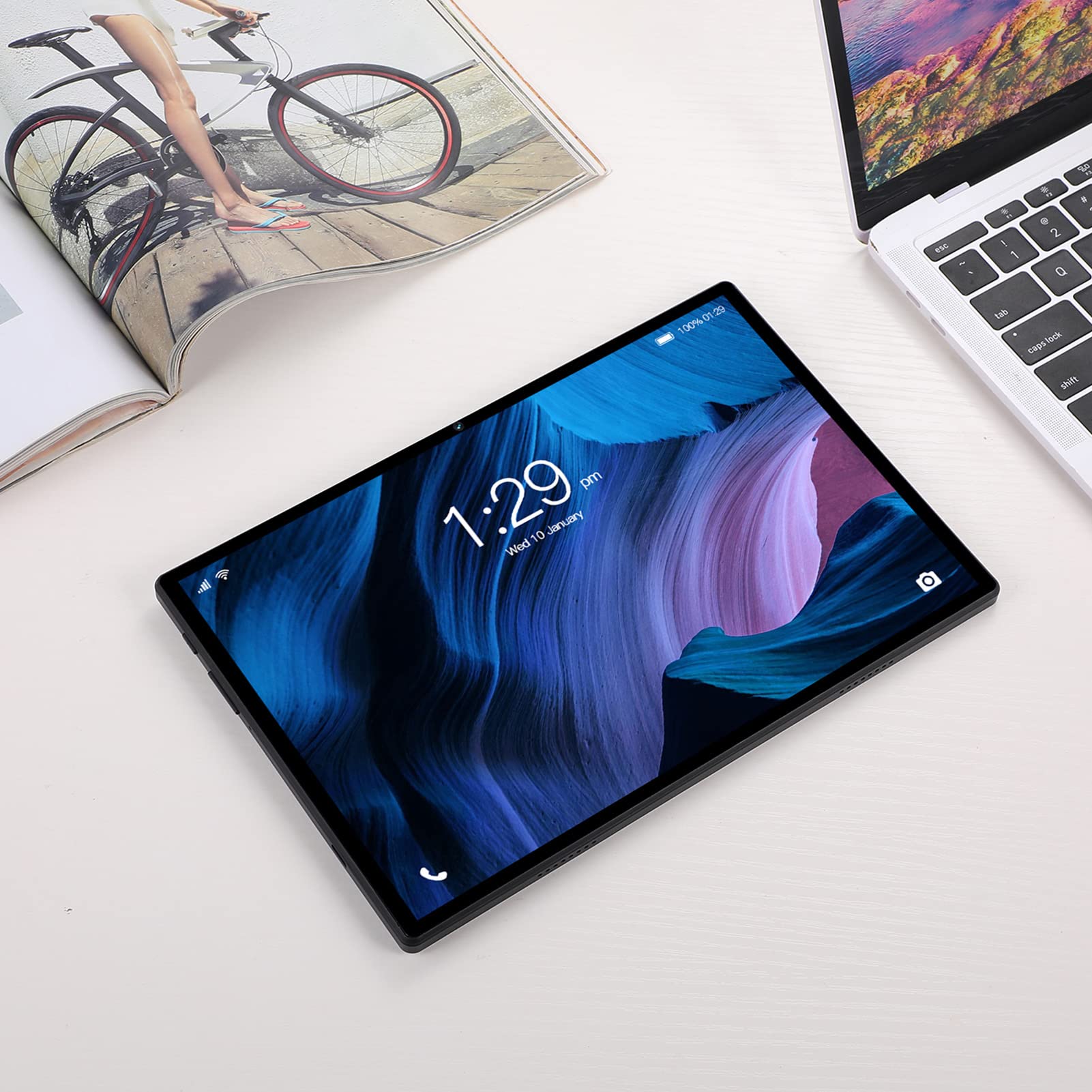 Sorandy 6GB RAM 128GB ROM Tablet PC with IPS HD Touchscreen, 10.1 inch Tablet, Octa Core Processor, 8MP + 13MP Dual Camera, 8000mAh Lasting Battery, 2.4G + 5G WiFi, BT5.0 (Black)