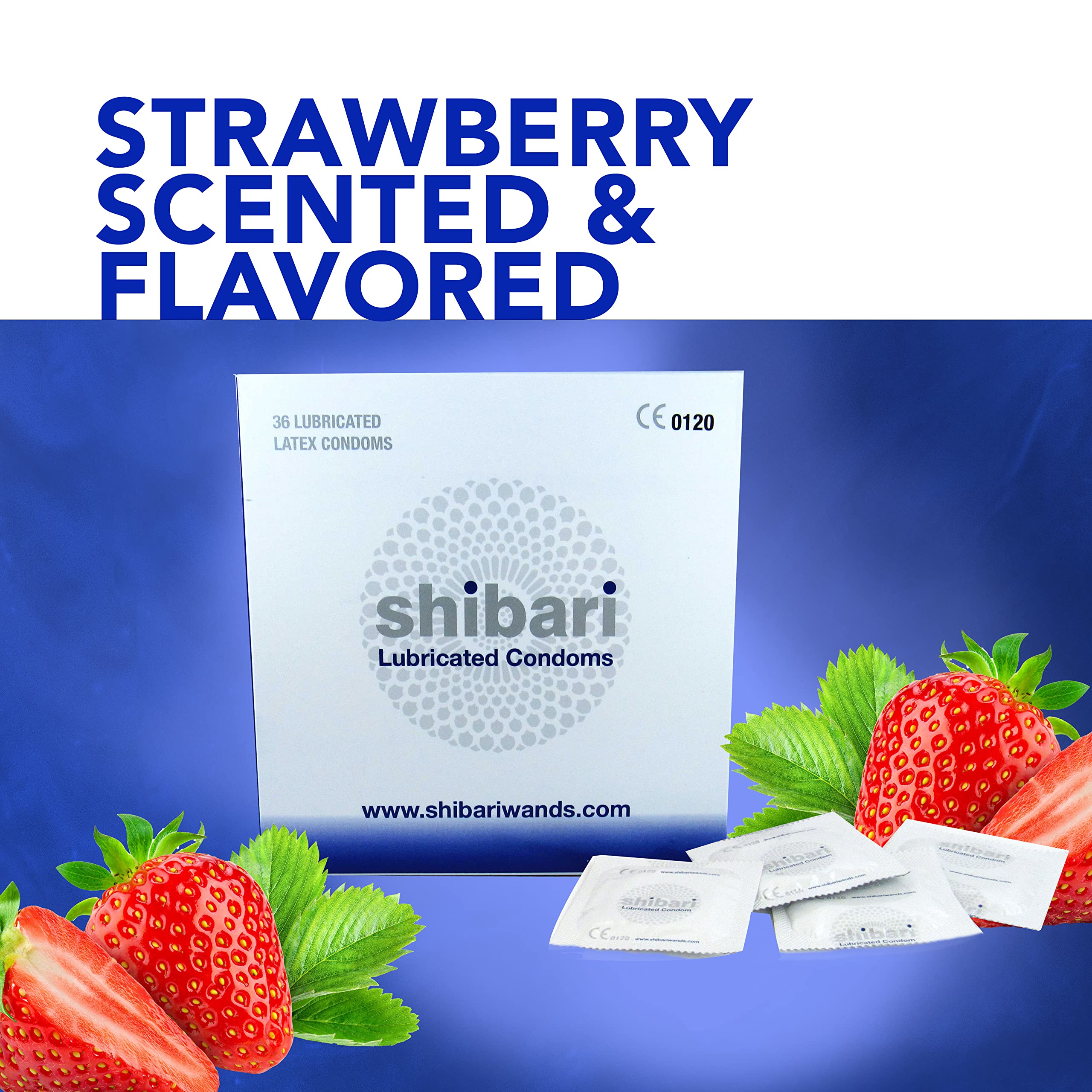 Shibari Male Condoms, Premium Lubricated Natural Rubber Latex Condom for Contraception and STI Protection, Ultra-thin, Strawberry Scented, 36 Count