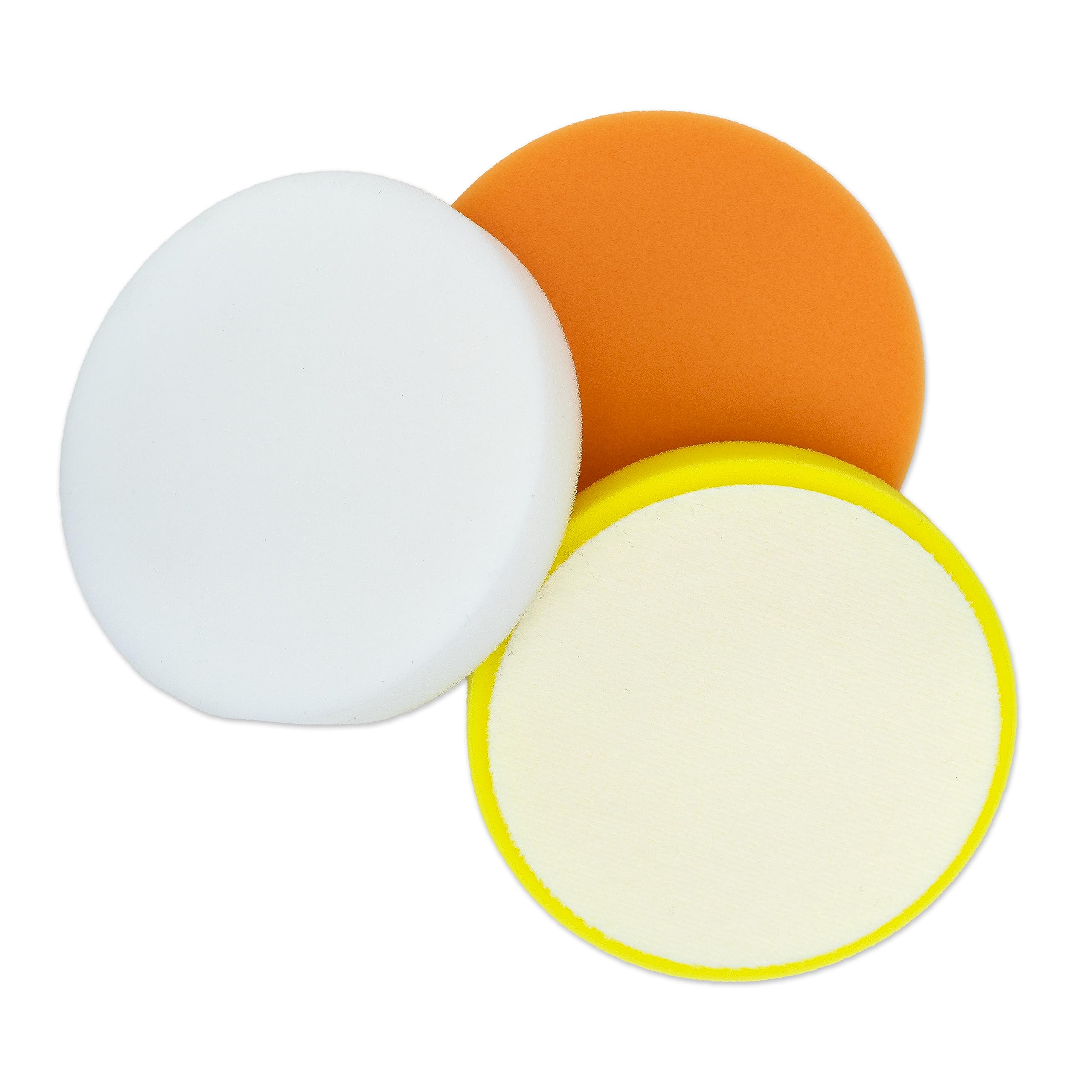 Tool Guy Republic 5.5" Foam DA Pad for use with 5" Backing Pads (Yellow/Heavy Cut, Orange/Medium Cut, White/Polish)