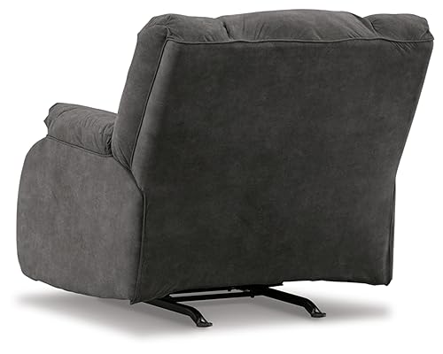Signature Design by Ashley Partymate Contemporary Faux Leather Manual Rocker Recliner, Gray