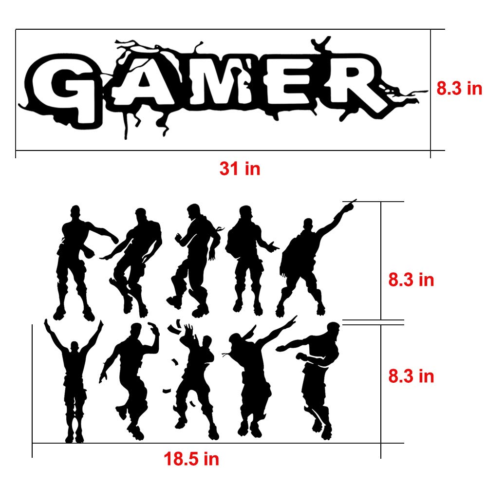 Video Game Wall Decal Wall Sticker, Gamer Wall Decal Peel & Stick Poster Decals Floss Dancing Game Nursery Kids Room Game Stickers