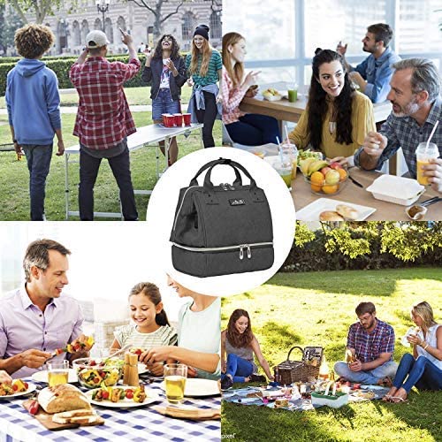 Viedouce Mini Insulated Lunch Bag Backpack, Picnic Handbag for Travel,Waterproof Oxford Insulated Bag with USB Charging Port and 2 Adjustable Strap,Camping Bag Elegant Compact(Small Size)