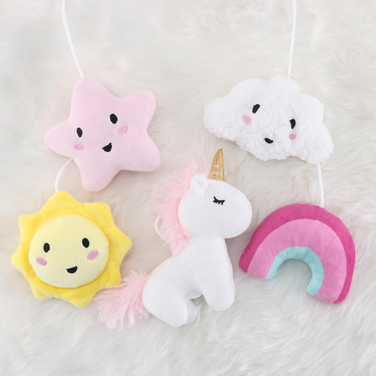 The Peanutshell Crib Mobile for Girls, Unicorn, Stars, Rainbow, Montessori Inspired