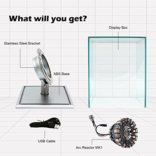 WGJKBVH 1:1 Reactor LED Light, MK1 Model LED Light, Tony Stark Has a Heart, Arc Reactor Lamp USB Vibration Sensing Control Interface，with Display Case (mk1)