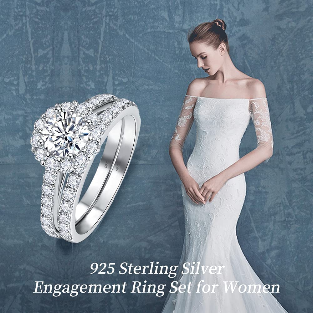 Yaresul Halo Rings for Woman,1.5ct Round Cut Cubic Zirconia Fake Engagement Ring, Proposal Rings for Her Size 7
