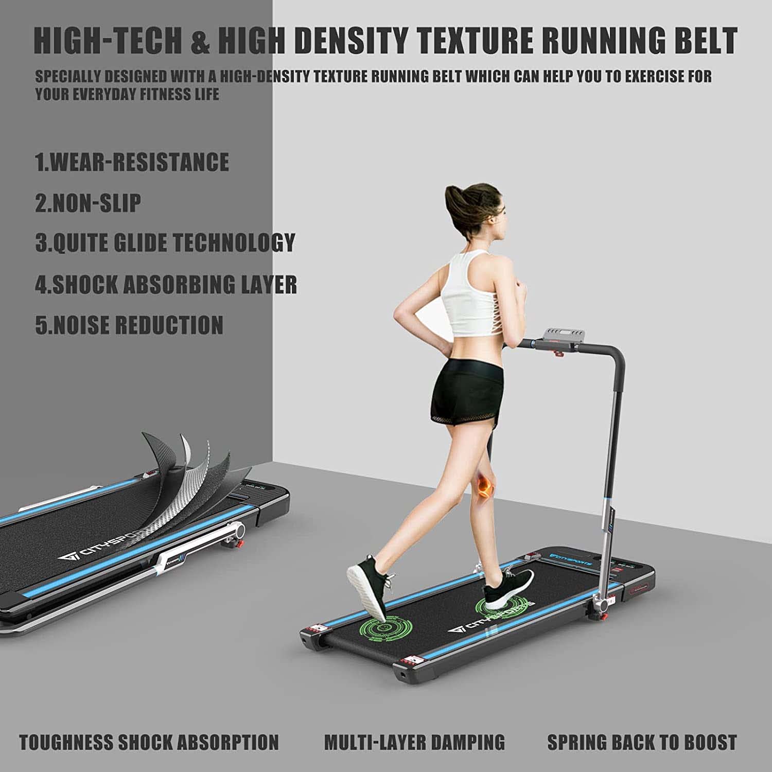 Treadmill for Home,Under Desk Treadmill Portable Walking Pad,Bluetooth Built-in Speakers, Adjustable Speed, LCD Screen & Calorie Counter, Ultra Thin and Silent, Intended for Home/Office (Black)