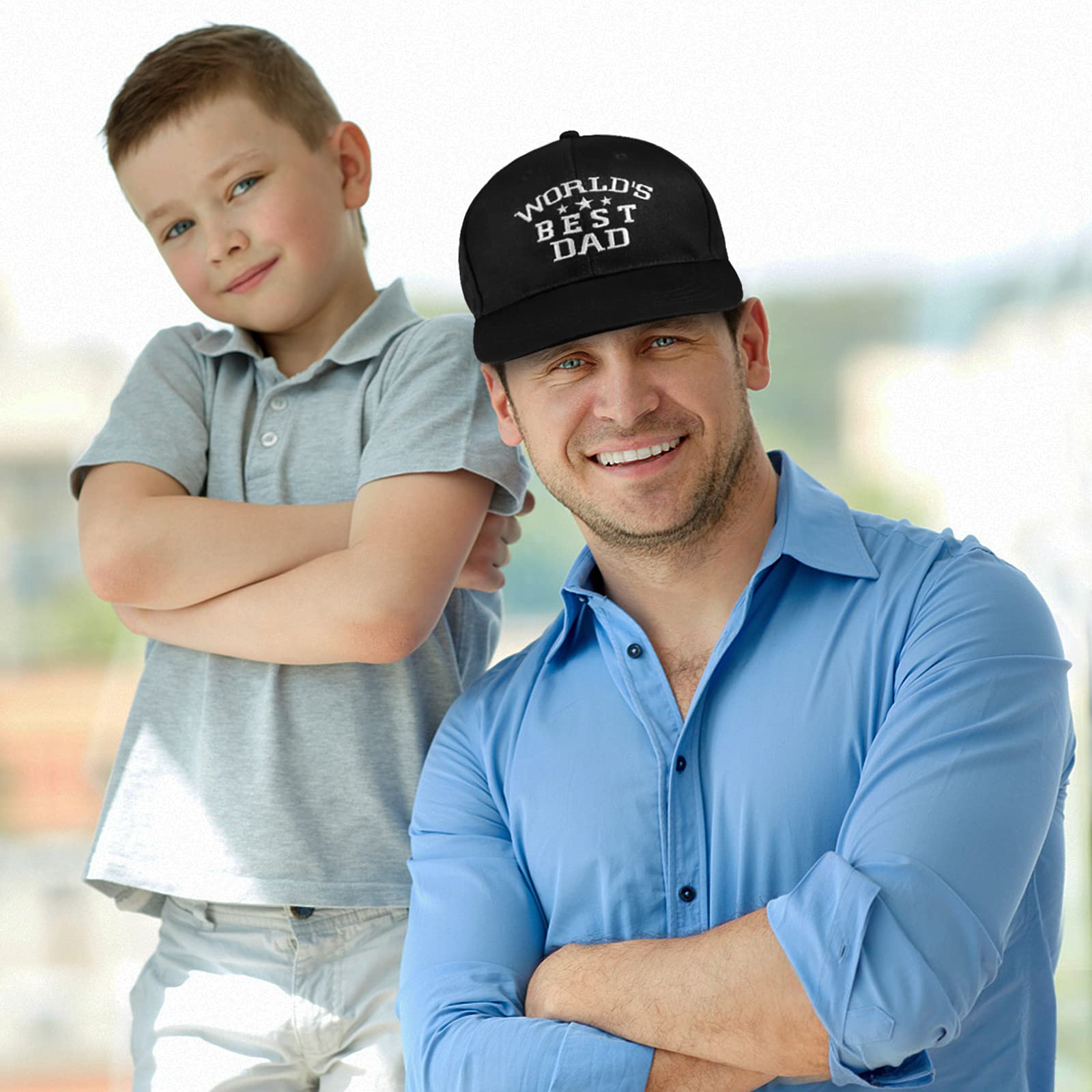 YOULEY Snapback Hats for Men Adjustable Flat Visor Trucker Hats for Father with Embroidery Light Gray
