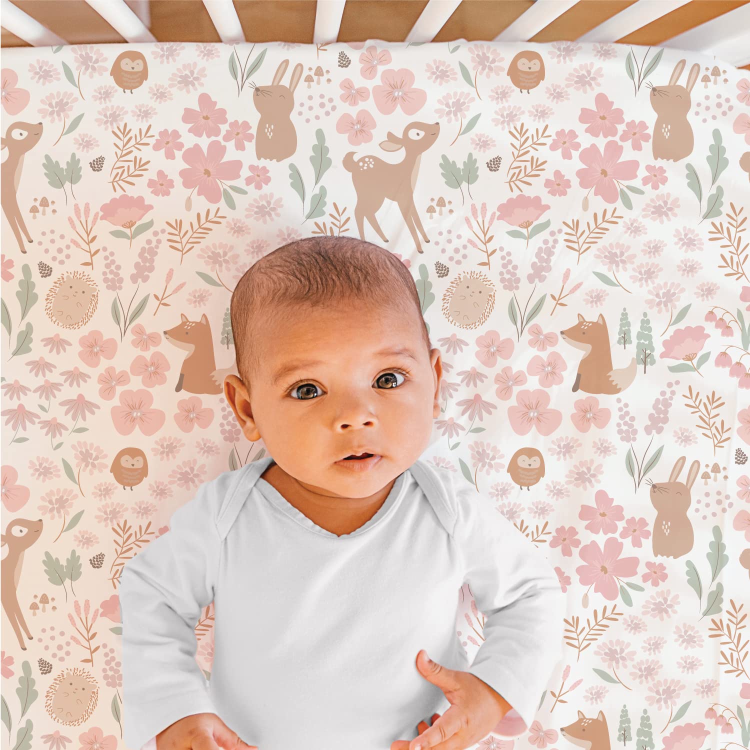 The Peanutshell Fairytale Forest Crib Bedding Set and 2 Pk Sheets, 5 Pieces
