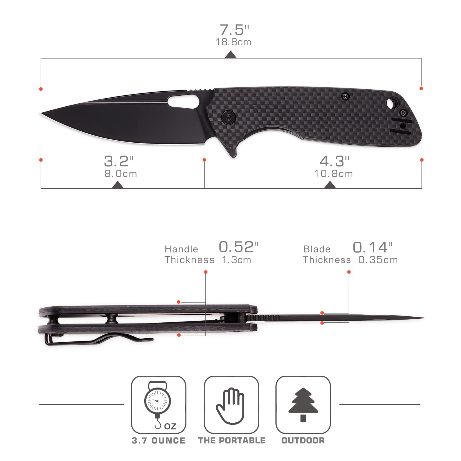 REMETTE Folding Pocket Knife for Men,Flip Assisted Opening,D2 Steel Sharp Blade,Practical G10 Handle,Daily Carry Work Pocket Knives with Clip