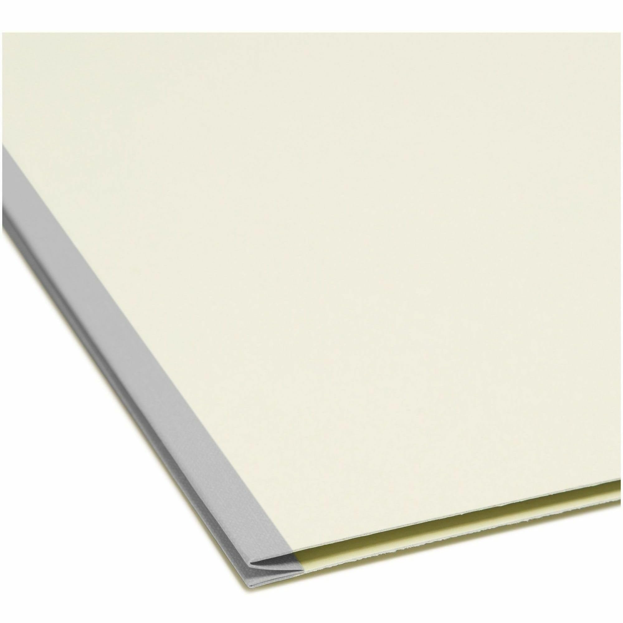Smead 100% Recycled Pressboard Fastener File Folder, 2 Fasteners, 1/3-Cut Tab, 1" Expansion, Letter Size, Gray/Green, 25 per Box (15003)