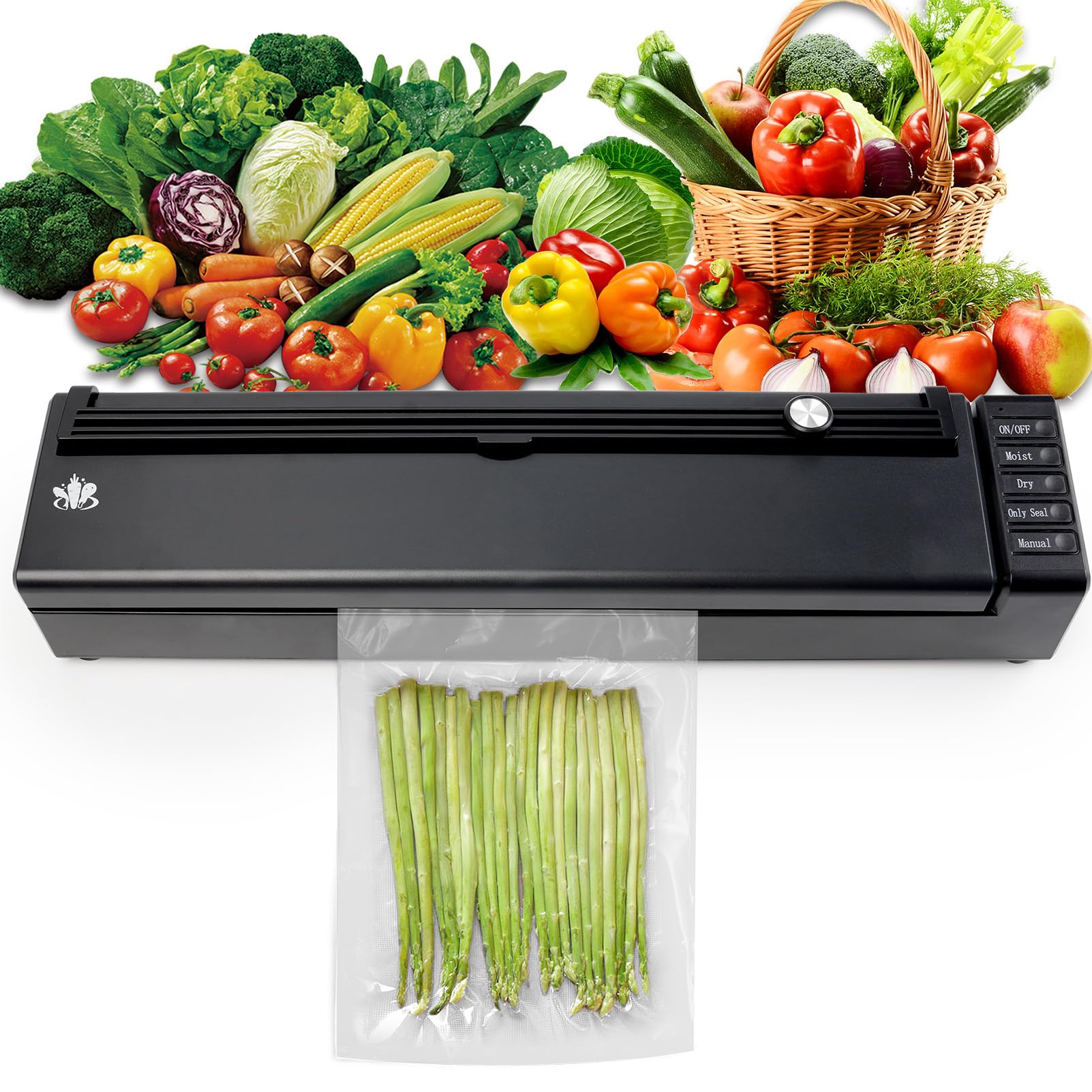 Vacuum Sealer Machine, Rechargeable Vacuum Sealer, Food Vacuum Sealer with Indicator Light & Cutter