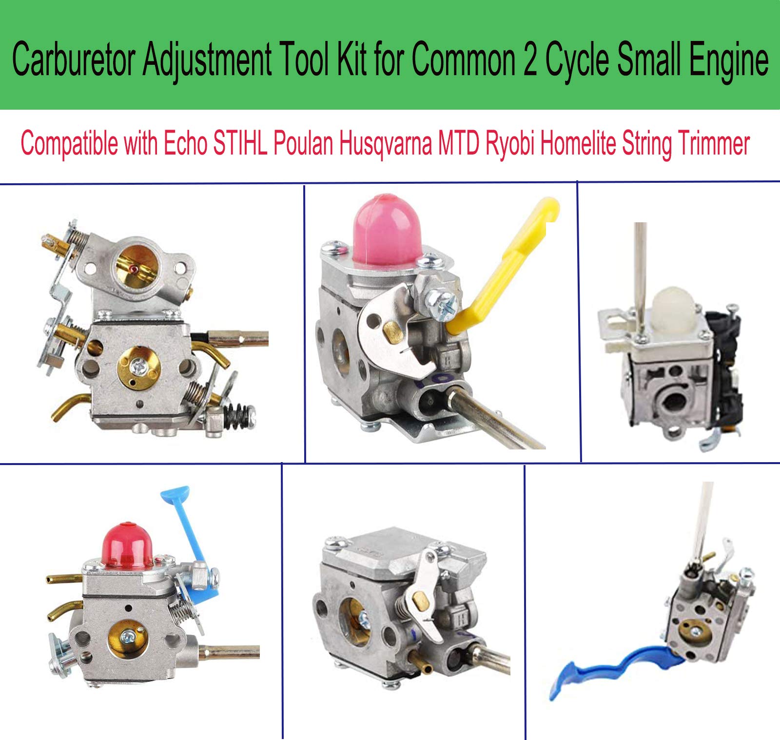 TOPEMAI Carburetor Adjustment Tool Kit - Carb Adjustment Tool Kit,Carb Tool Kit,Carb Adjusting Tool Kit for Common 2 Cycle Small Engine Compatible with Husqvarna Poulan Zama Weedeater