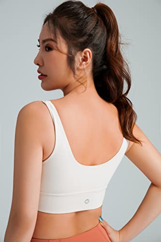 yooisa Sports Bra for Women Soft and Comfy for Hangout (Large, Ivory White)