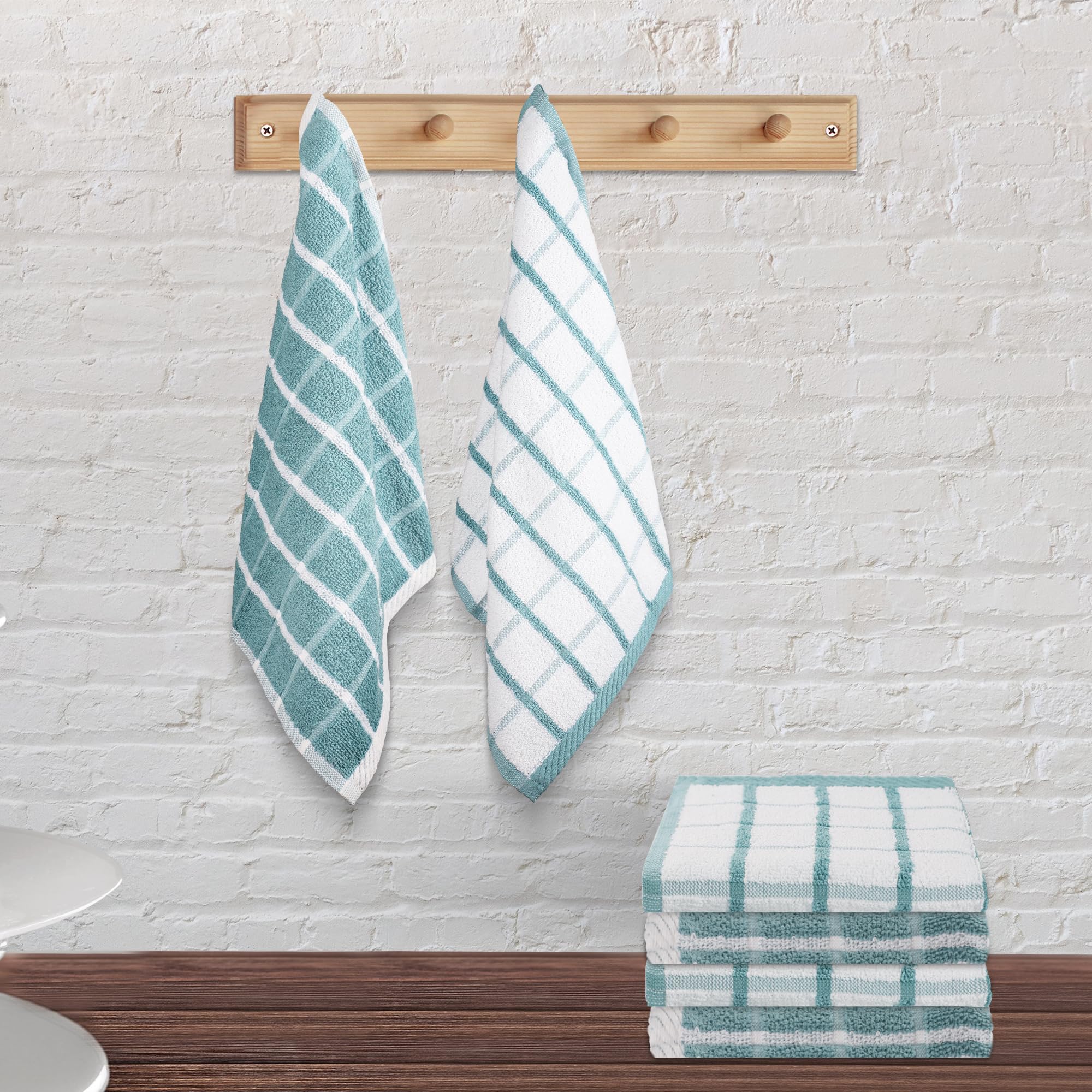 Urban Villa Kitchen Towels (20x30 Inches 6 Pack) Extra Large Premium Dish Towels for Kitchen Burgandy & White Dish Cloths Highly Absorbent 100% Cotton Kitchen Hand Towels with Hanging Loop Tea Towels