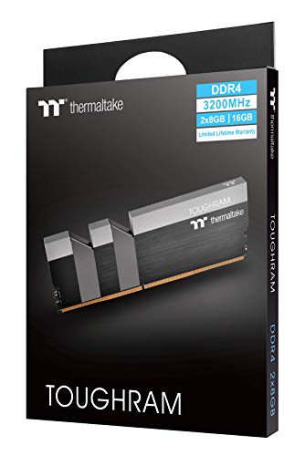 Thermaltake TOUGHRAM Black DDR4 3200MHz C16 16GB (8GB x 2) Memory Intel XMP 2.0 Ready with Real-Time Performance Monitoring Software R017D408GX2-3200C16A