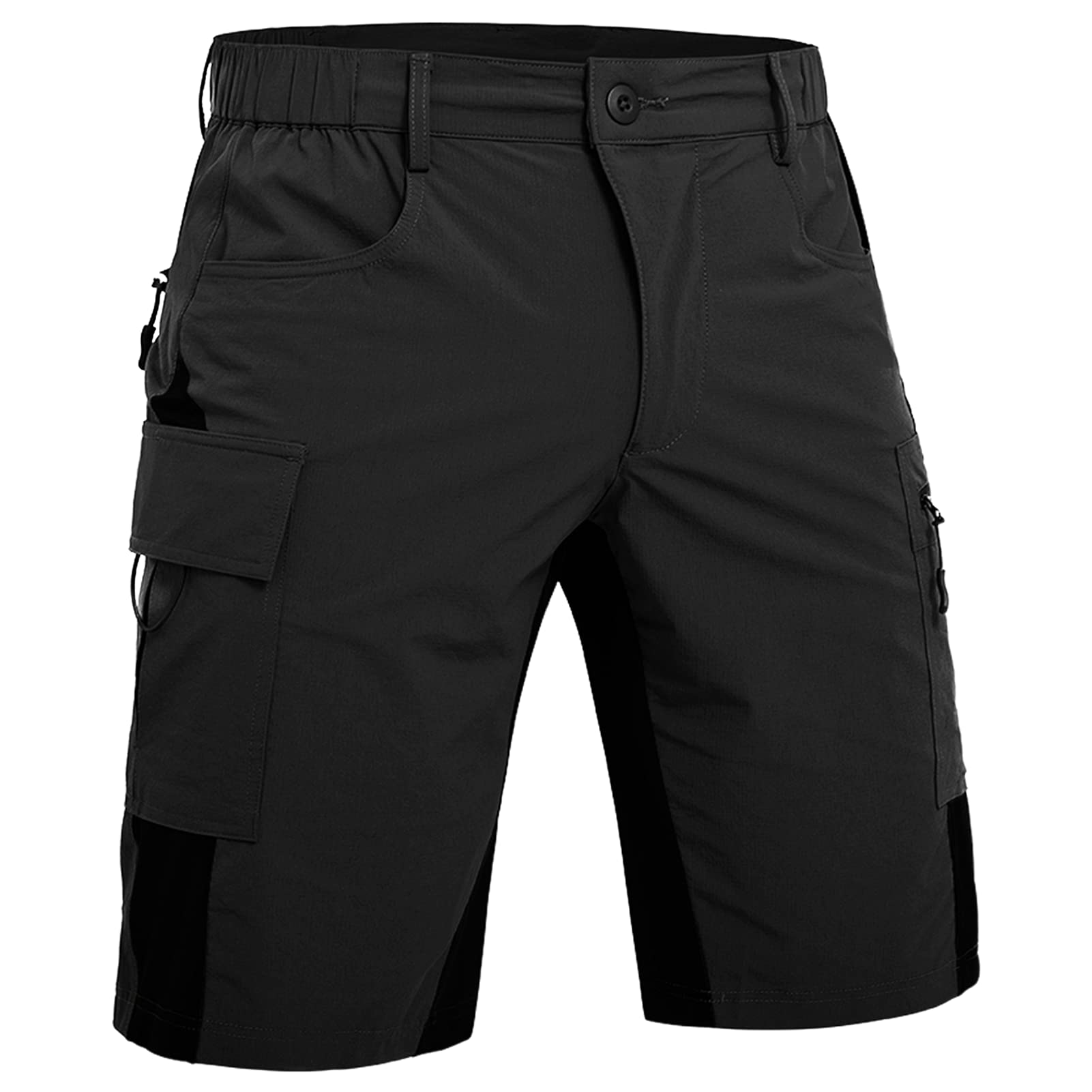 XKTTAC Men-Hiking-Shorts Strench Lightweight Outdoor Quick-Dry-Shorts with Zipper Pockets (Black, Large)
