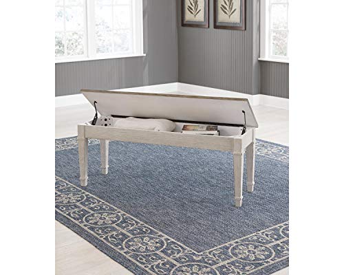 Signature Design by Ashley Skempton Farmhouse Storage Bench, White & Light Brown