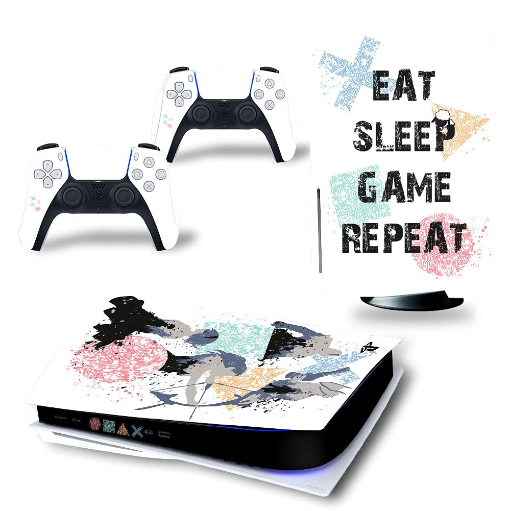 TINFOK PS5 Skin Vinyl Sticker Decal Cover For PlayStation 5 Disc Edition Console and Dualsense Controllers Scratch Resistant Durable Bubble Free - Life Slogan
