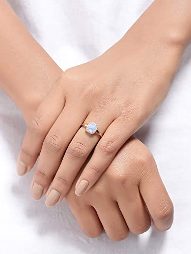 YoTreasure 1.52 Ct Moonstone Solid 10kt Rose Gold Engagement Ring Jewelry