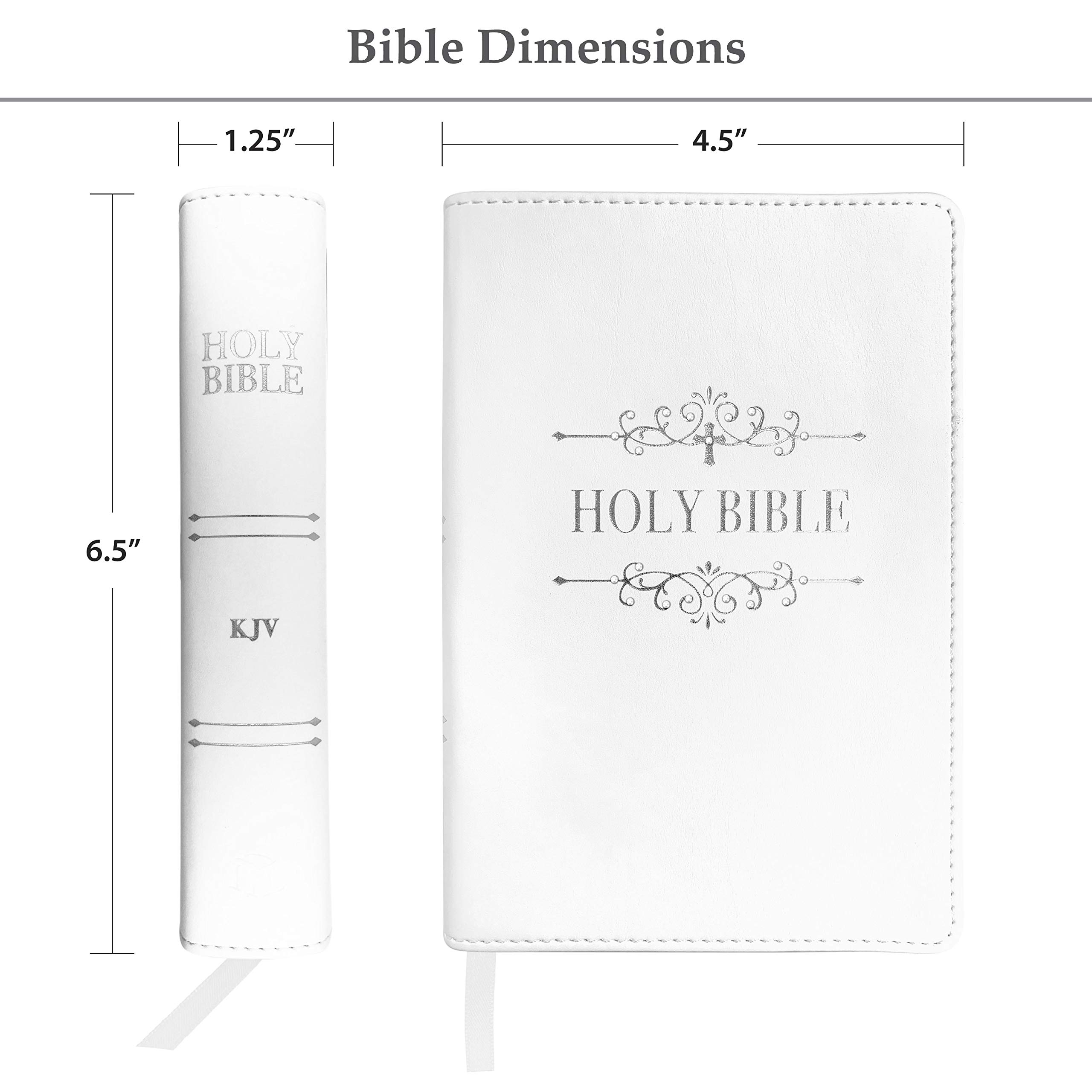 White Bible Gift Set with KJV Bible & Silver-Plated Frame Ornament with Crystals from Swarovski