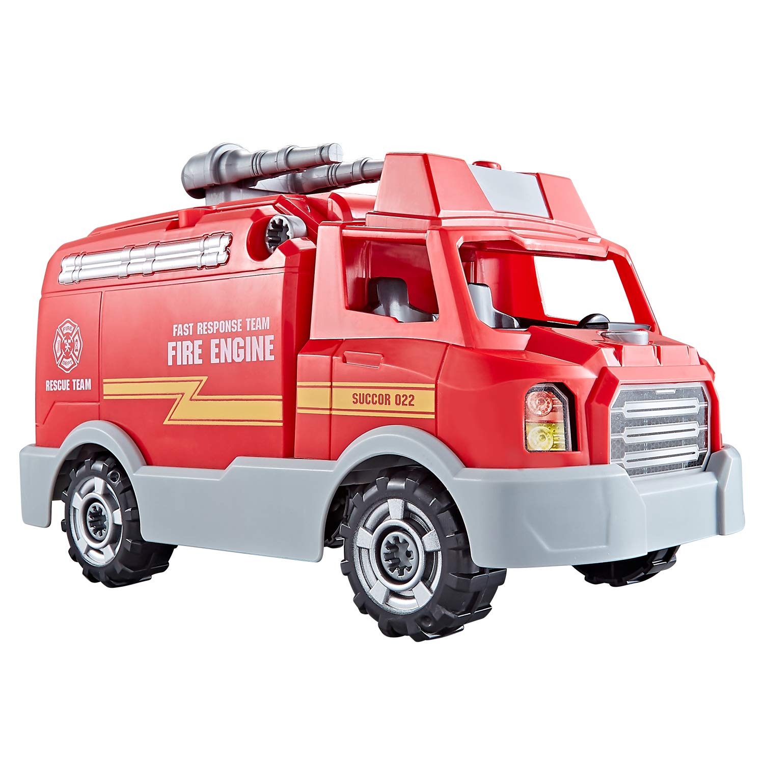 Think Gizmos Take Apart Toy Fire Truck - Includes Working Drill, Realistic Sounds and Lights - Easy DIY Assembly - Great Toy for Boys and Girls Ages 3+