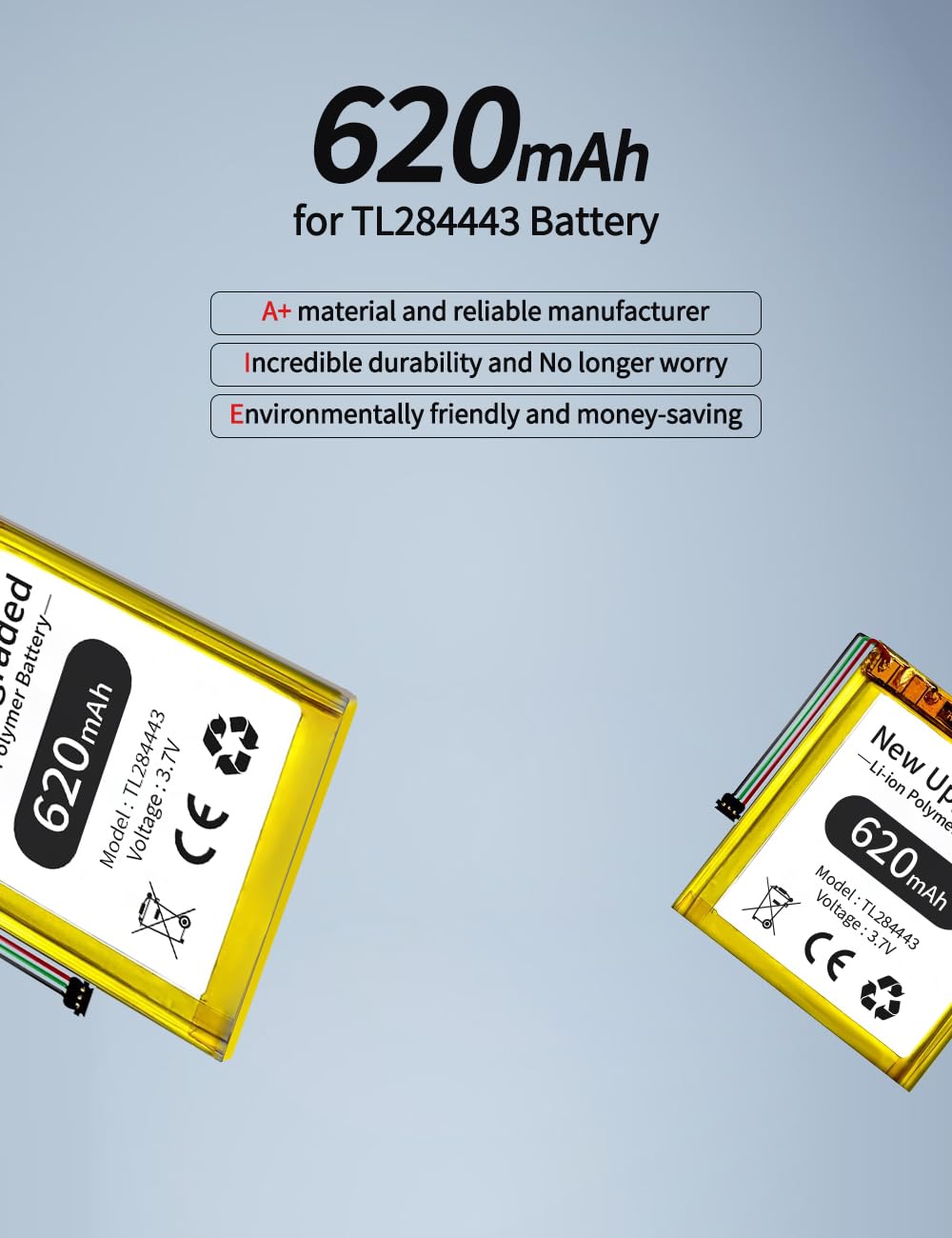 Soseieiu TL284443 Battery,(๐ฎ๐ฌ๐ฎ๐ฐ ๐ก๐๐ช ๐จ๐ฝ๐ด๐ฟ๐ฎ๐ฑ๐ฒ๐ฑ) 620mAh High Capacity Compatible with Nest Learning Thermostat 2nd 3rd Generation T3008US T4000ES T3007ES A0013 3.7V Battery