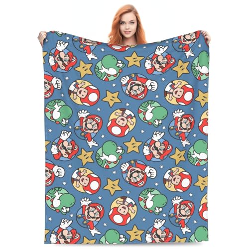 Super Bros Throw Blanket for Boys Kids Adults Ultra Soft Lightweight Micro Flannel Warm Cozy Flannel Throw Blankets for Bedding Couch Sofa Living Room 50"X40"