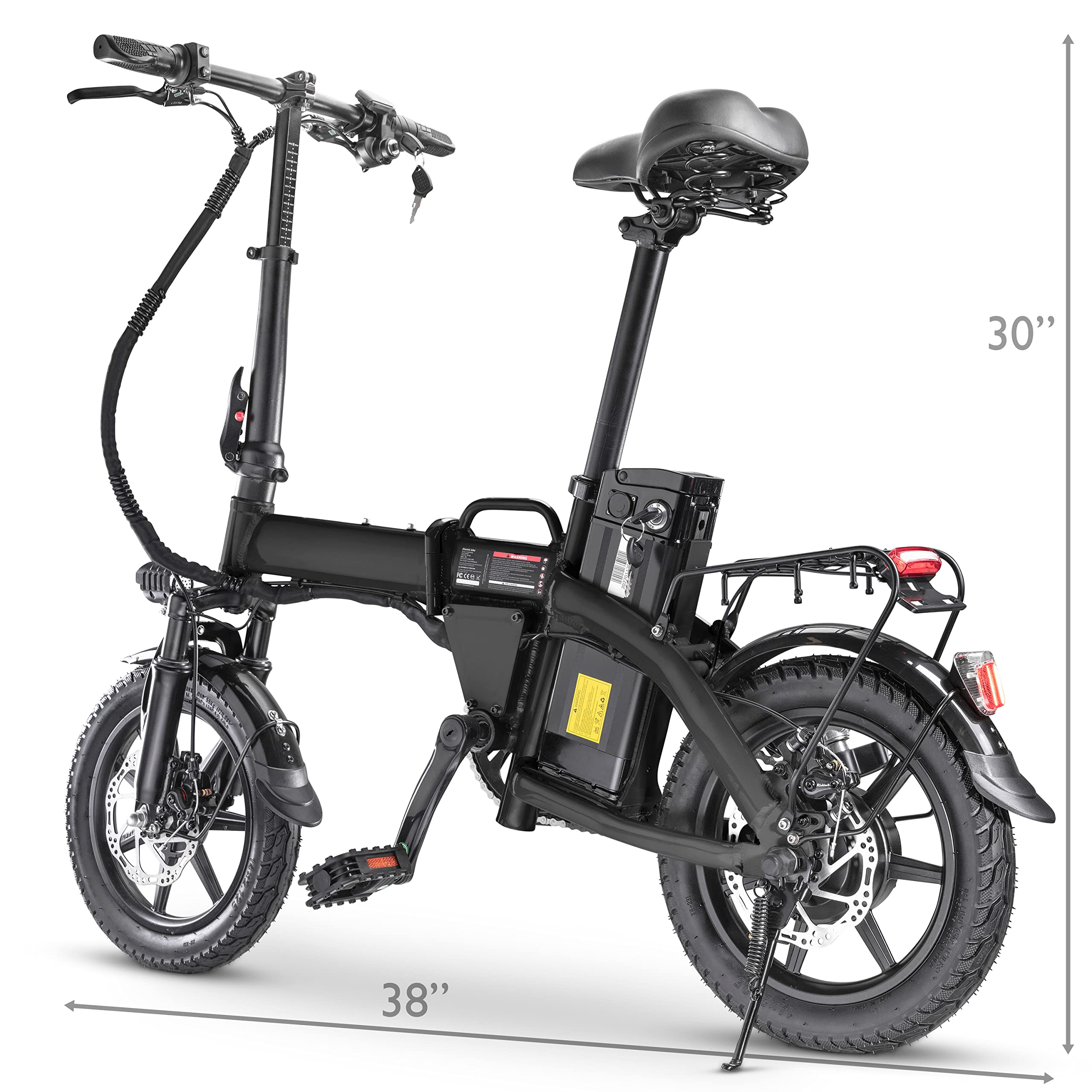 XPRIT Folding Electric Bike, Light Weight, LCD Display, Full Throttle/Pedal Assist (14'' Folding)