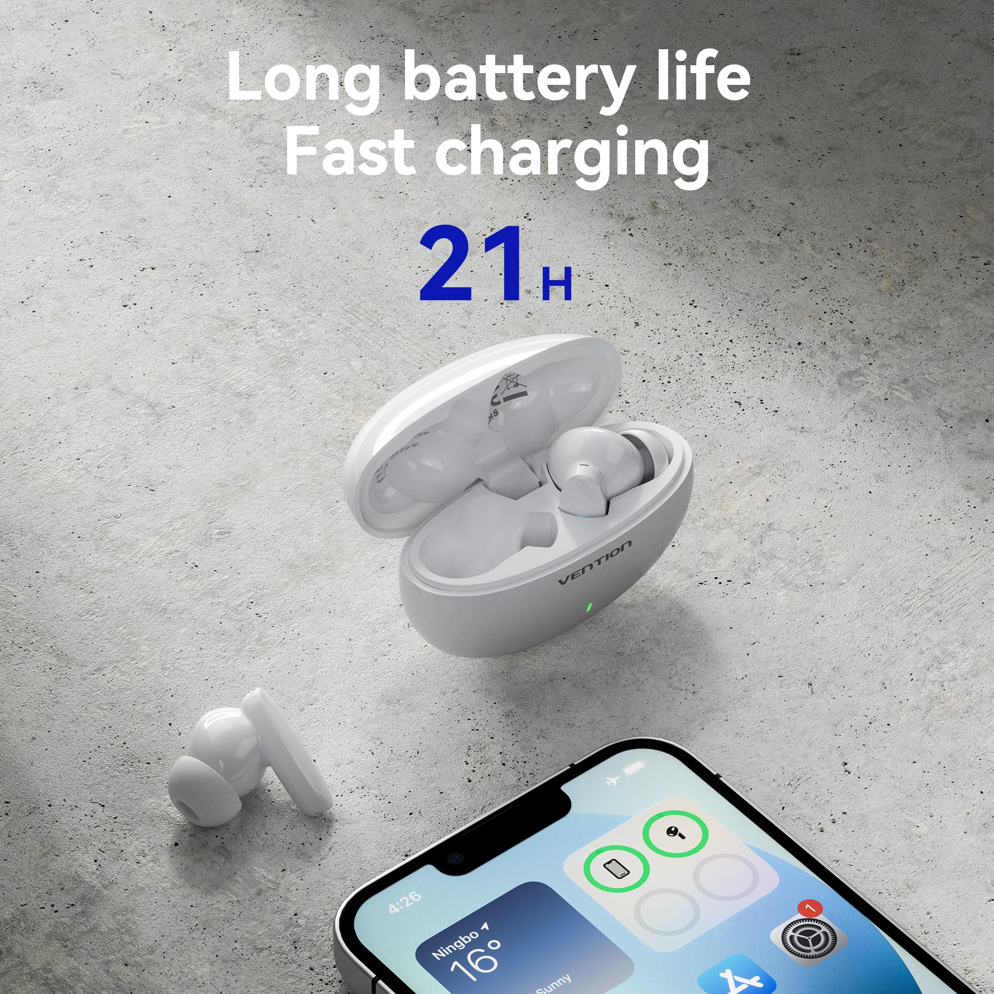 VENTION True Wireless Earbuds - Bluetooth 5.3 TWS Noise Cancelling Earbuds with Charging Case in-Ear ipx5 Waterproof Sports Headphones with Built-in Microphone Ear Buds for iPhone Android and Gaming