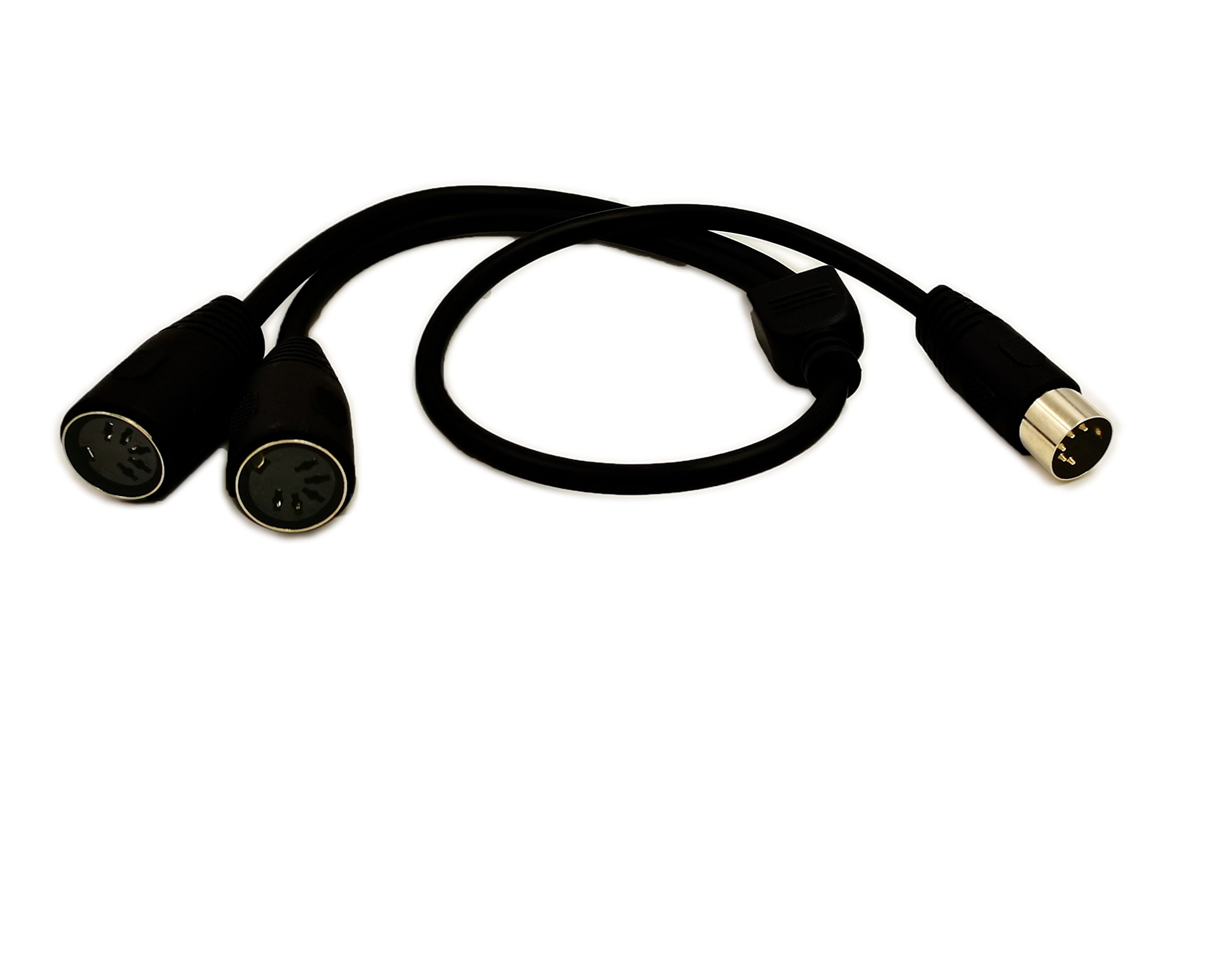 SinLoon DIN 5-Pin Splitter Y Adapter MIDI Cable, MIDI 5 Pin Male to Dual 2 x DIN-5 Female Extension Audio Cable (D5P M-2F,0.5meter)