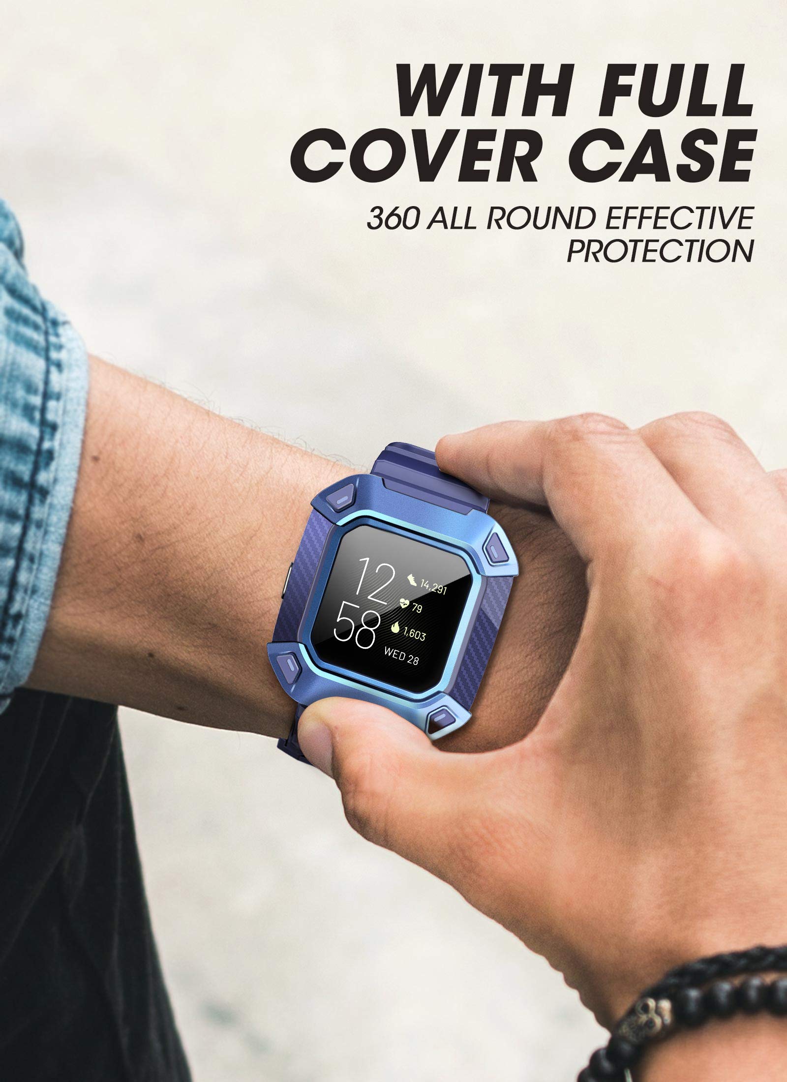 SUPCASE Unicorn Beetle Pro Watch Bands for Fitbit Versa 2, Protective Replacement Wristband Case Band for Fitbit Versa 2 (Slate Blue)
