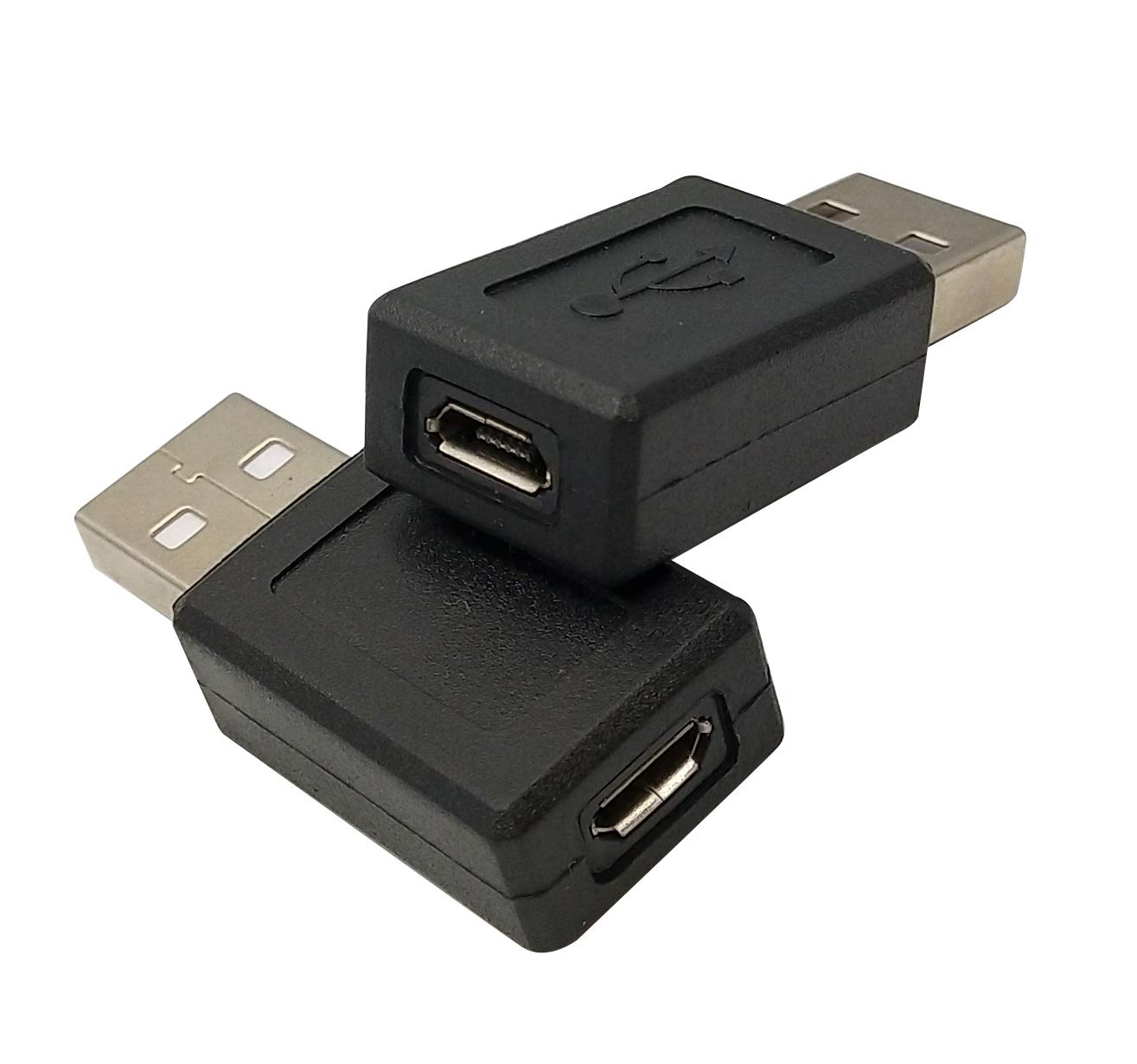 USB 2.0 Male to Micro USB Female Connector Adapter (2 Pack)