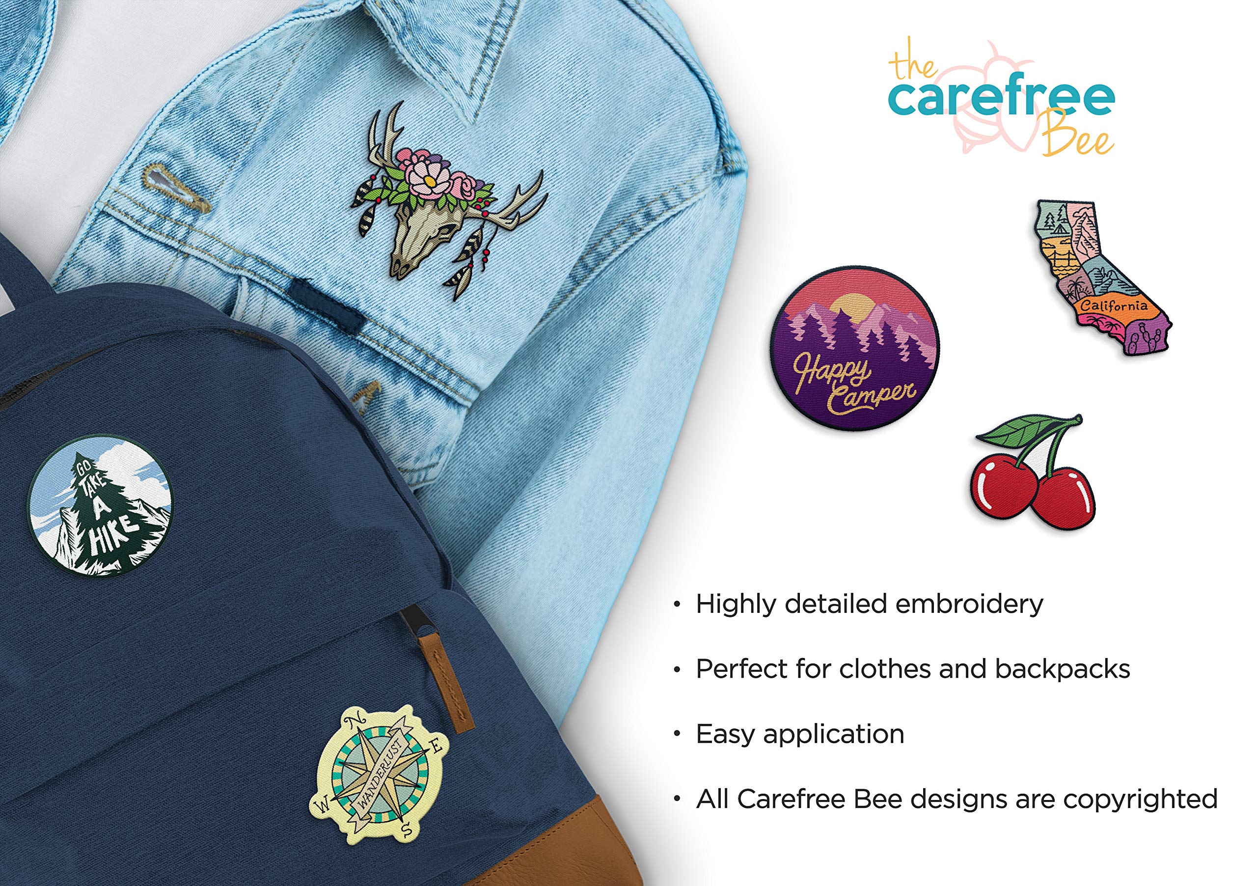 RipGrip Large Assorted Set of 15 Aesthetic and Cool Outdoors Iron On Patches for Jackets Backpacks Jeans and Clothes | Each Embroidered Patch is Durable and Sticks to All Fabrics (Set 2)